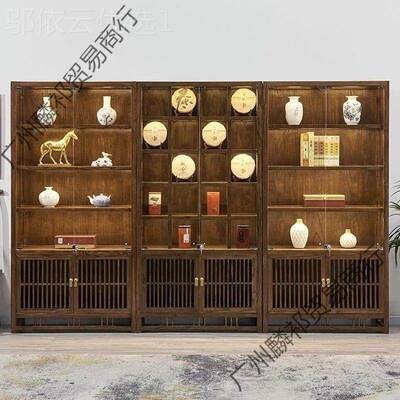 玻璃展示HVP柜博古示架实木中现代茶叶茶具紫砂壶展门酒柜式带锁