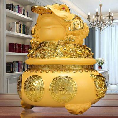 金蟾聚宝盆存钱罐摆件客厅家居装饰品乔迁开业送礼工艺品威东