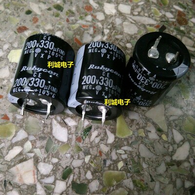全新原装进口电解电容200V330UF 品牌:红宝石 体积:25X30 硬脚