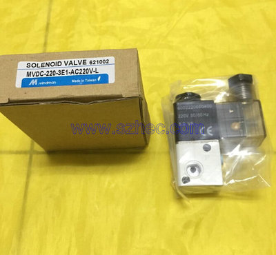 台湾金器MINDMAN电磁阀 MVDC-220-3E1-AC220V-L .