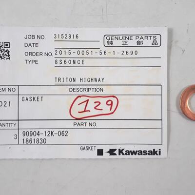 Gasket PN 9090412K062 1861830 for Kawasaki 8S60MCE Genuine P