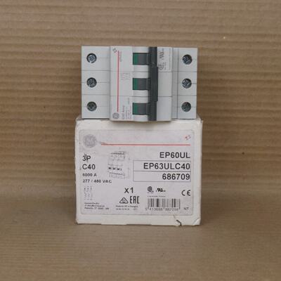 NEW GE EP63ULC40 3 POLE C40 40 AMP 480VAC DIN RAIL CIRCUIT B