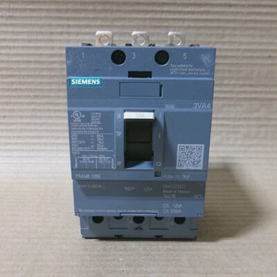 Siemens 3VA4 3VA41124ED340AA0 3 Pole 125 Amp 600V Circuit Br