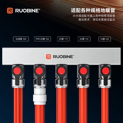 不锈钢分水器方型手动款地暖304不锈钢地暖分水器NBL-2462S-3