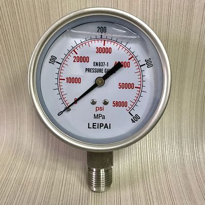 不锈钢压力表  yn-100bf 0-400mpa 直径100mm 螺纹M20x1.5 或G1/2