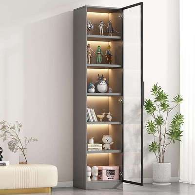 书柜展示柜可移动落地一体组合置物酒柜家用客厅窄边透明玻璃门