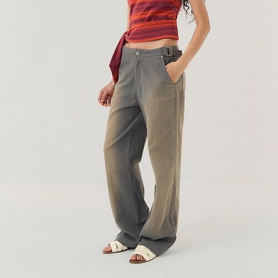 SoloForTwo可调节收腰直筒牛仔裤