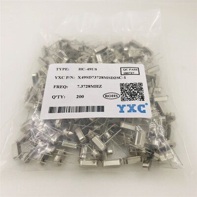 YXC扬兴晶振7.3728MHZ +-20PPM HC-49S直插无源晶振一包200个