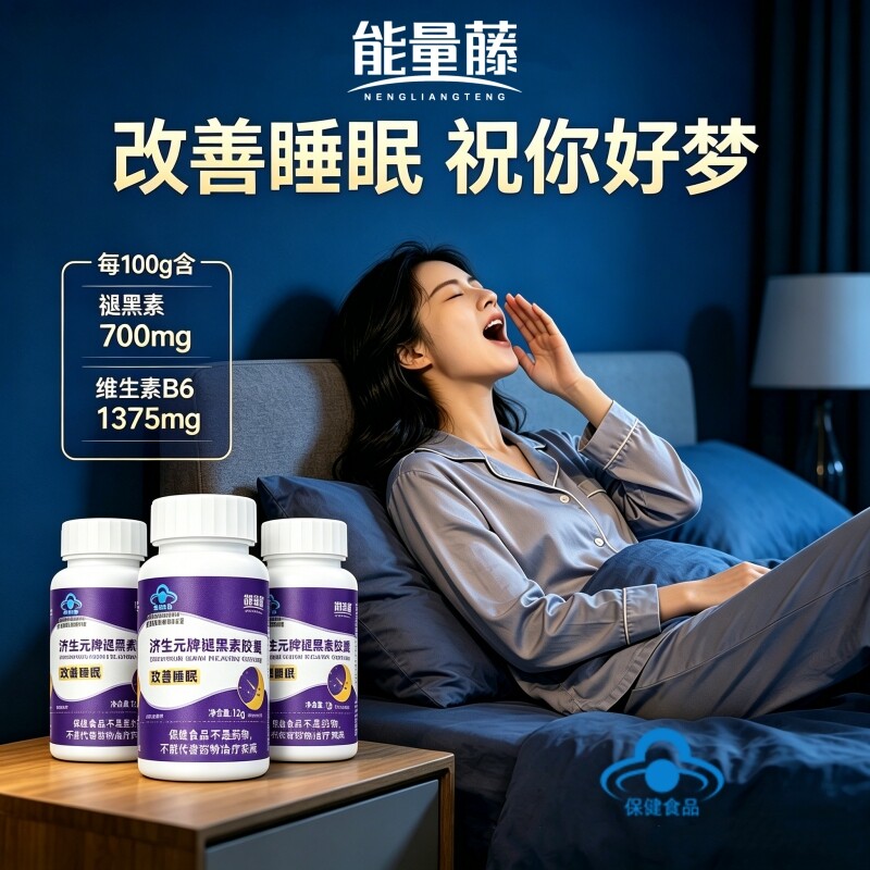 能量藤助胶囊眠褪黑素维生素b6男女成人安瓶改善睡眠非软糖安片眠