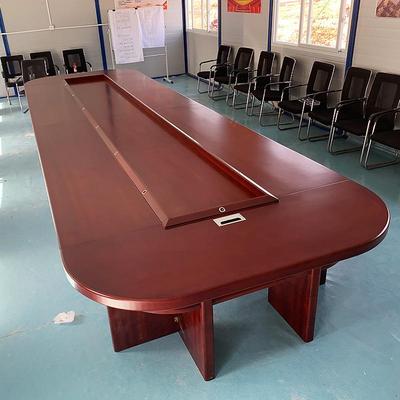 现代简约油漆密度板贴木皮椭圆形会议桌员工培训领导开会多人