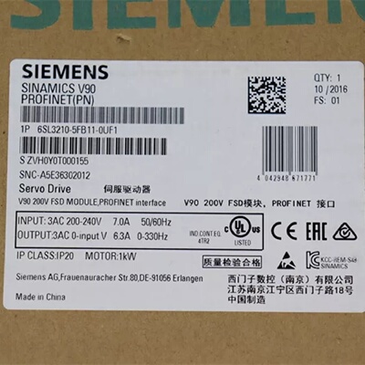 议价6SL3210-5FB11-0UF1西门子V90驱动器6SL32105FB110UF1 全新现