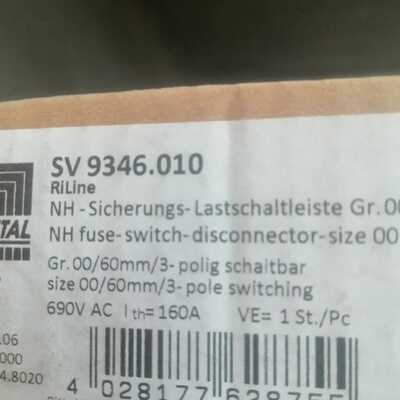 威图德国SV9346.010  690V  160A条形熔断询价