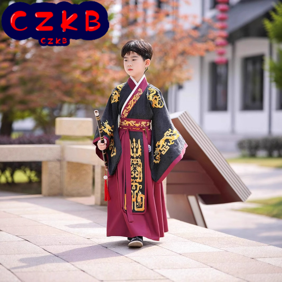男童汉服2025新款套装男孩唐装古风帅气秦始皇服装儿童古装春秋款