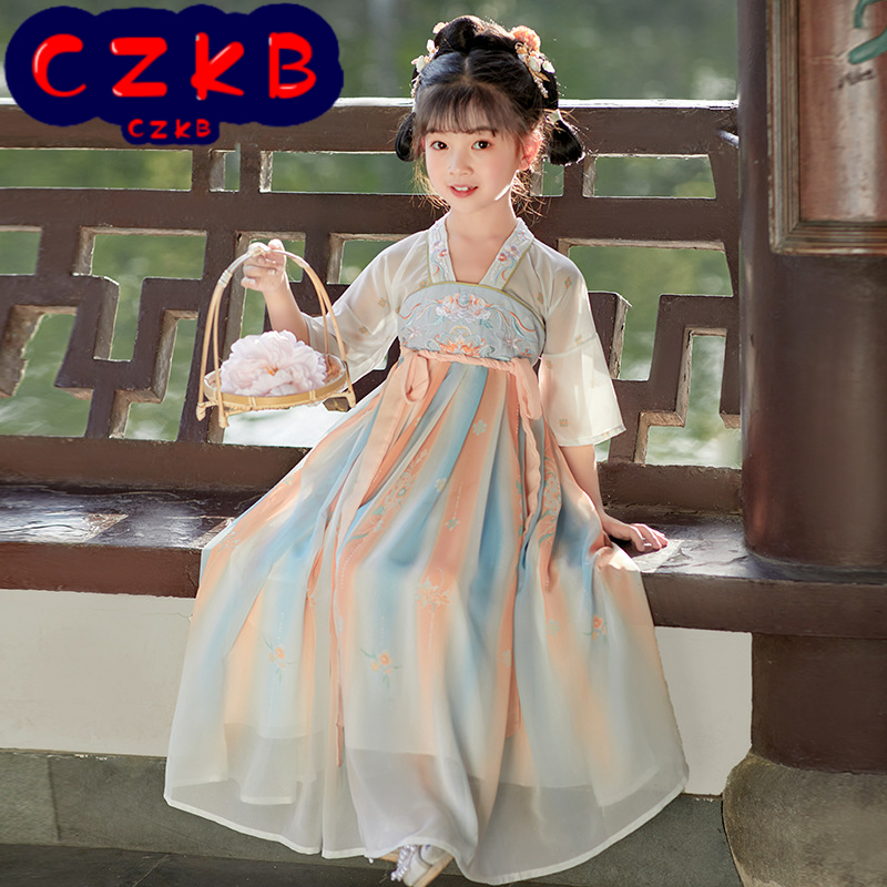 汉服女童夏季2025新款中国风儿童连衣裙古风超仙唐装襦裙儿童汉服