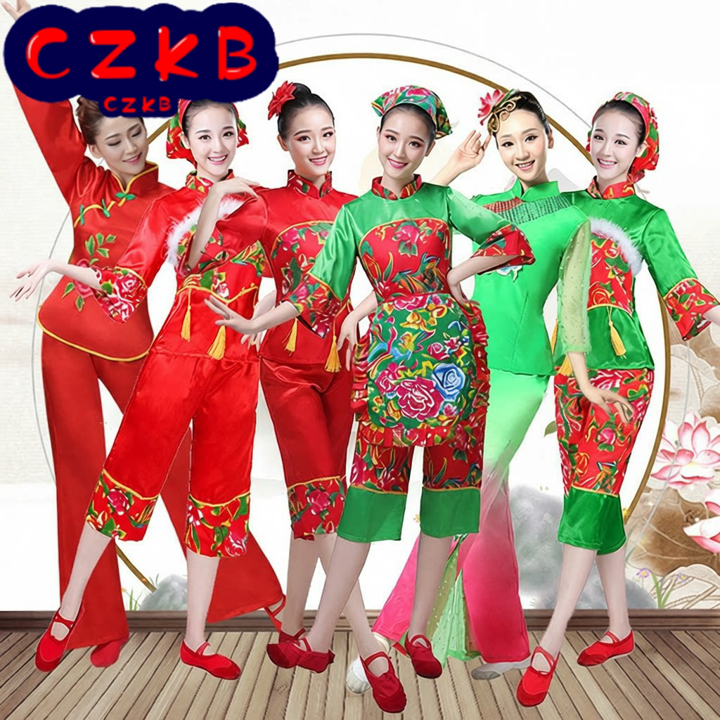 新款打鼓服民乐演出服现代舞腰鼓队服中国风女秧歌合唱舞蹈表演服