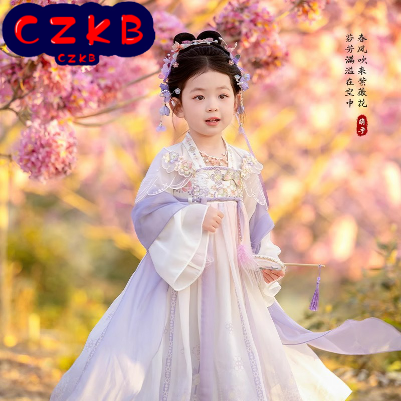 汉服女童超仙襦裙儿童古装连衣裙儿童中国风刺绣2025新款春季套装