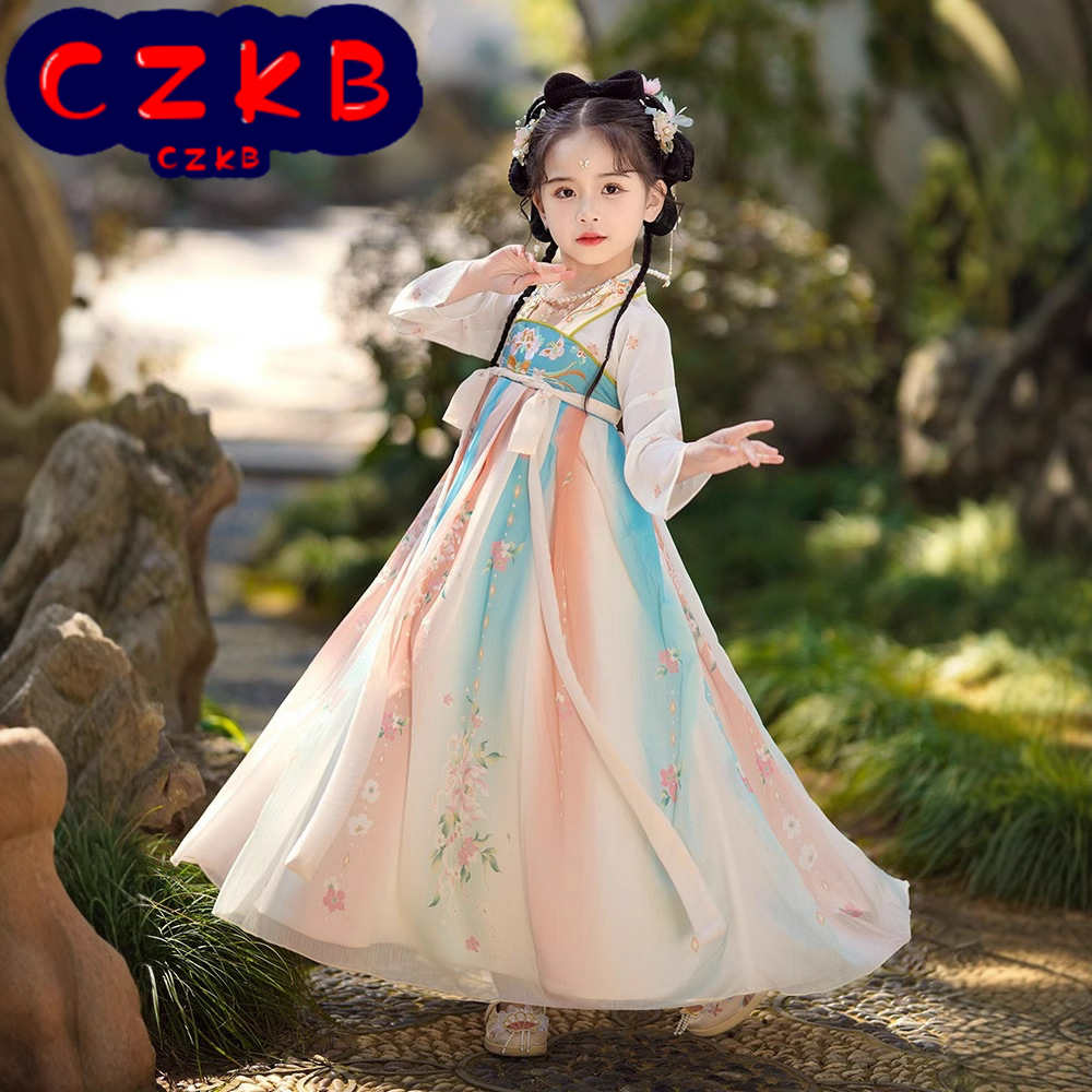 汉服女童儿童汉服超仙飘逸襦裙唐装古装中国风连衣裙2025年春秋季