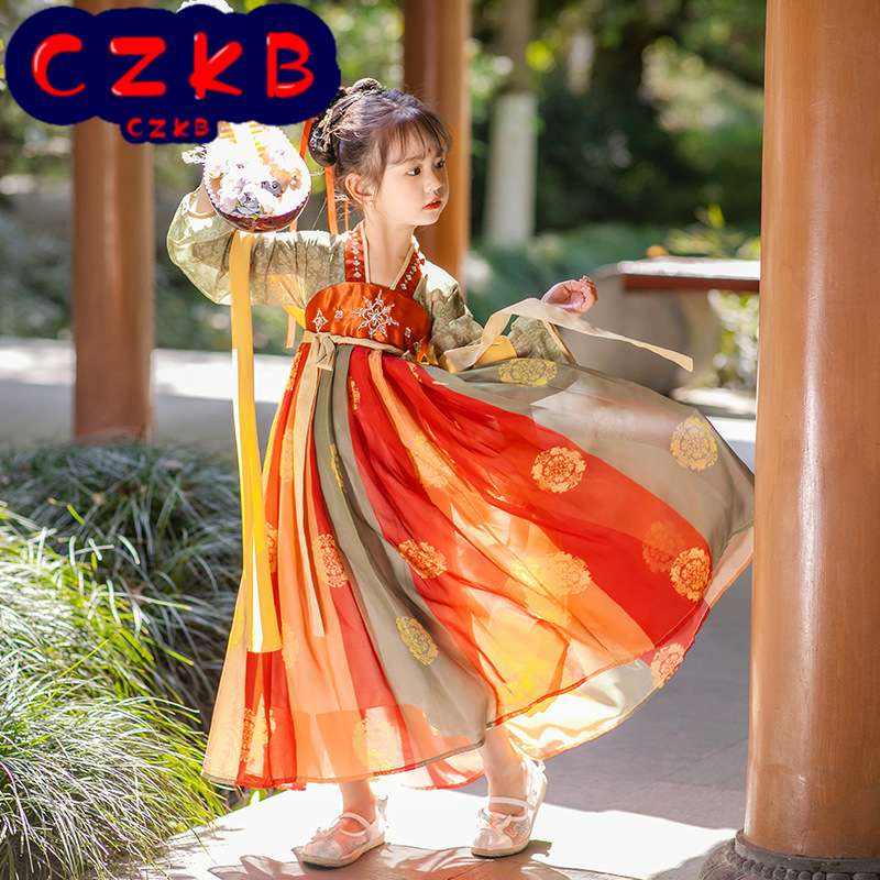 汉服女童2024新款夏季古风超仙儿童古装唐制中国风连衣裙夏款唐装