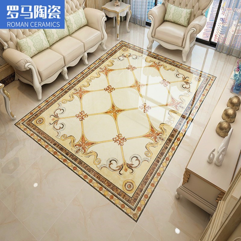 客厅拼花瓷砖800x800 欧式餐厅抛晶砖过道拼图砖入户玄关拼花地砖