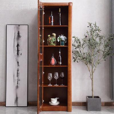实木柜酒柜 现代中式高酒客厅橡木餐边柜BWO柜厨房碗碟 单门酒多