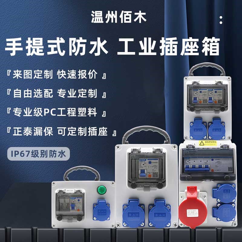 手提式移动防水工业插座箱户外防雨配电箱二三级检修电源箱带漏保
