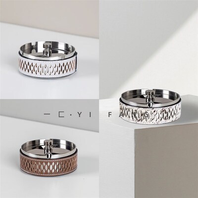 一匚现代皮革金属镂空烟灰缸售楼处样板间客厅会议室茶几装饰