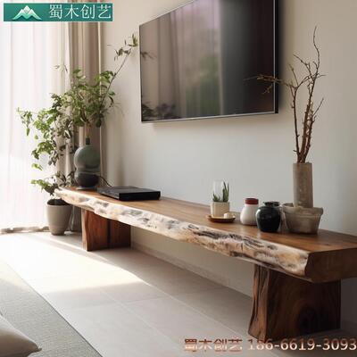 实悬木型挂式48669电视柜简机柜地柜原木一字隔板墙约不规则小户