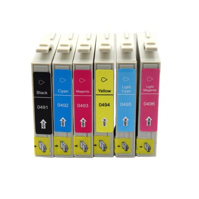 适用爱普生EPSON T0491墨盒R210 R230 R310 R350打印机黑色红色