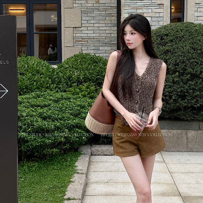 麦穗针织背心马甲套装