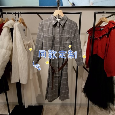 2024早春新款时尚宽松格纹七分袖衬衫式A字32417C003