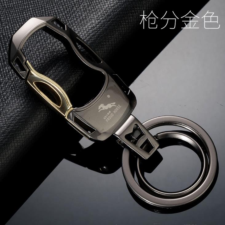 高档新款傲玛双圈锌合金钥匙扣创意挂件送男友礼品电镀汽车钥匙链
