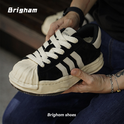 Brigham“三杠”贝壳头溶解鞋厚底增高百搭男女款牛皮板鞋SY320