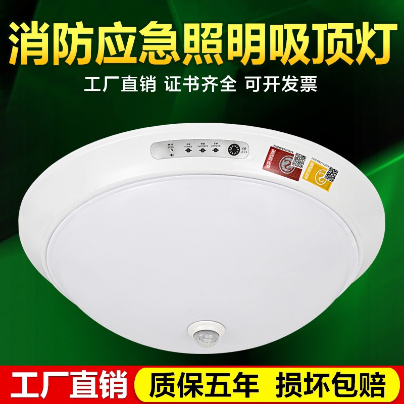 应急吸顶灯消防声控人体感应灯楼道场停电照明应急灯家用面