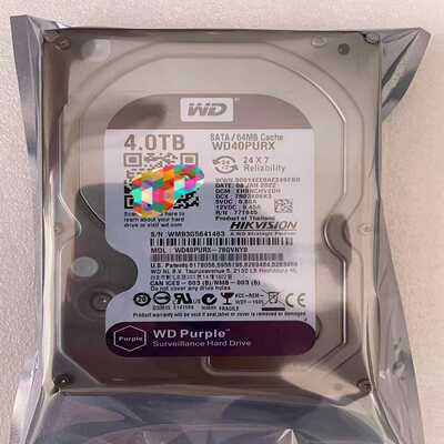 出西部数据WD40PURX4TB监控硬盘，紫盘4T硬盘40--议价商品