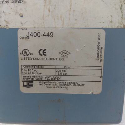 United Electric Controls J400449 ManoContact 225Psi 15.5Bar
