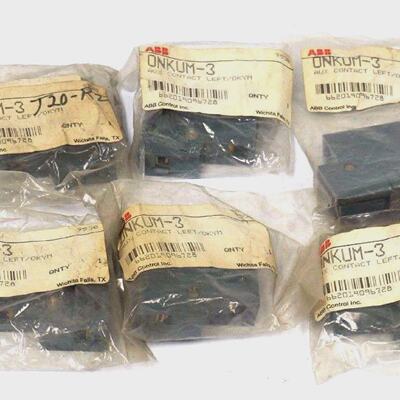 LOT OF 6 NEW ABB ONKUM3 AUXILIARY CONTACTS LEFT ONKUM3
