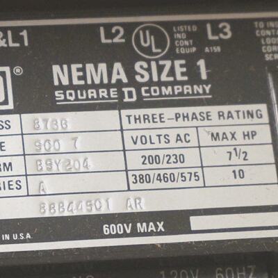 NEW SQUARE D 8736SC07BSY204 REVERSING STARTER 120V60HZ 8736S