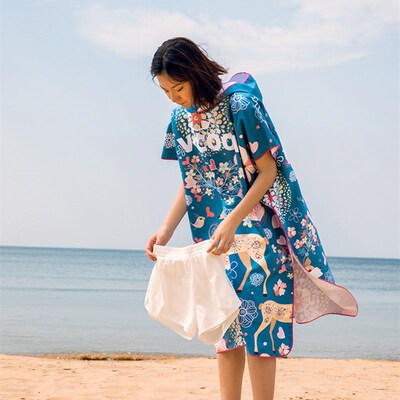 速干换衣浴袍旅行必用品备沙滩浴巾吸水毛巾海边游泳潜水成斗篷