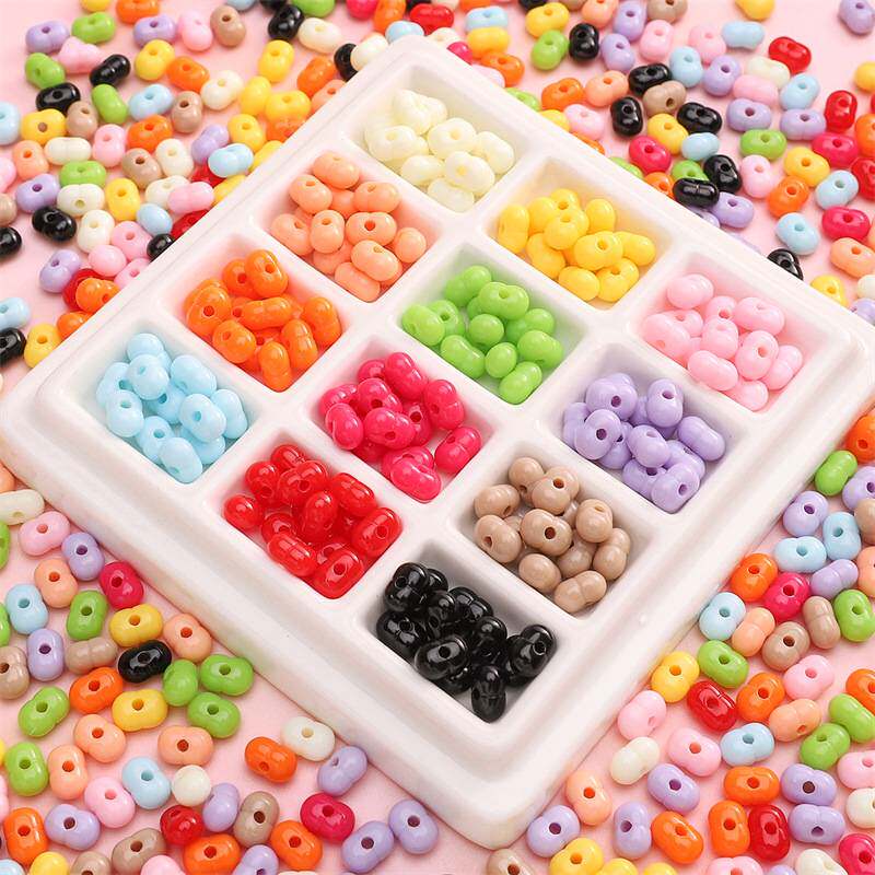 简约亚克力实彩色花生珠散珠子DIY手工制作串珠手链项链饰品配件