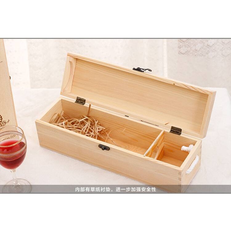 现货供应单支红酒木盒 松木翻盖木制红酒盒 创意葡萄红酒包装木盒