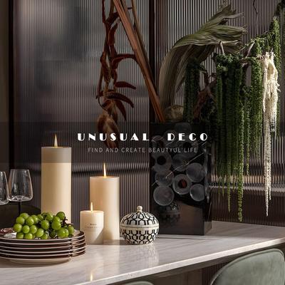 UNUSUAL 现代极简样板间大理石镂空方口花器餐桌蜡烛酒杯组合摆件