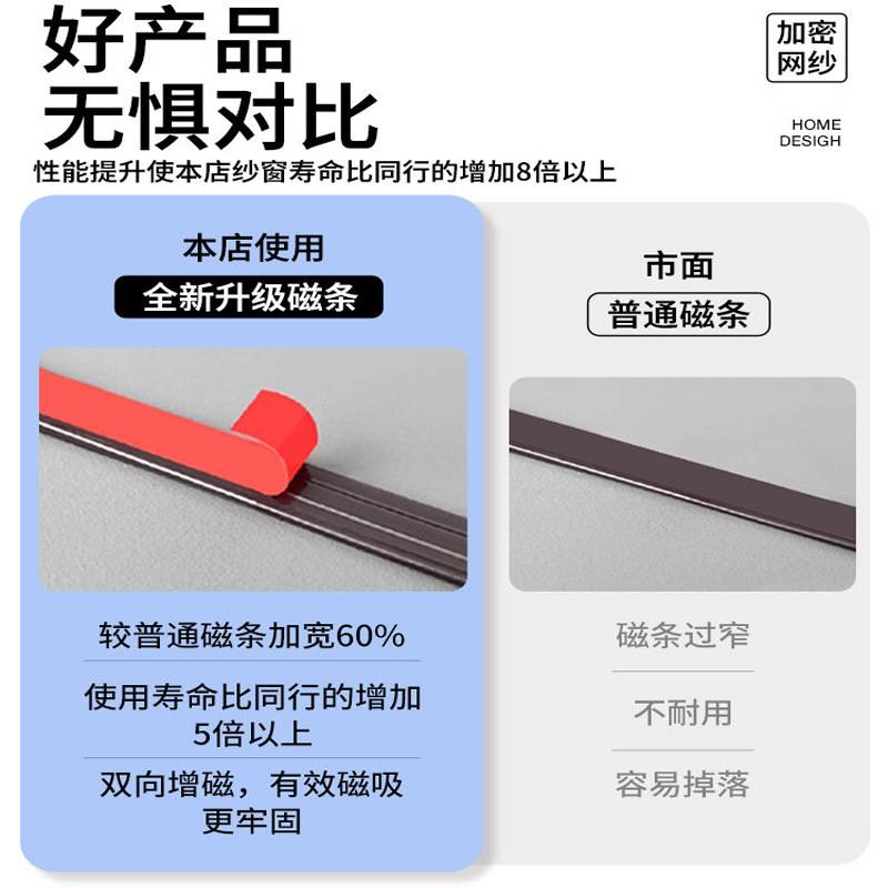 【全新大锁扣】防蚊纱窗网自装磁吸隐形金刚纱网防虫纱窗帘粘窗户