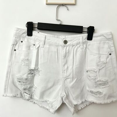 S12白色时髦乞丐破洞牛仔