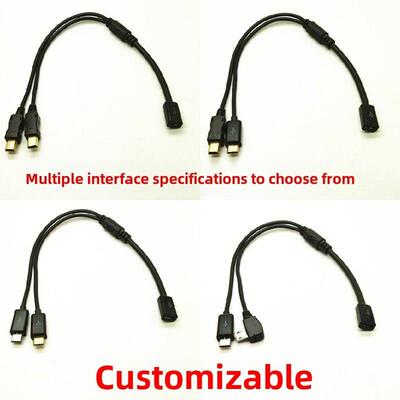 行车记录仪Micro USB 一分二安卓母转两公Microusb转接线 USB公母