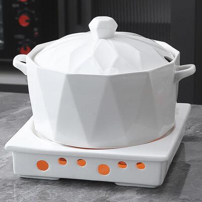 酒店饭厅陶瓷保温宴会煲明炉商用炖盅大号餐具蜡烛加热鸡汤锅汤煲