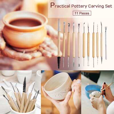11pcs Pottery Clay Sculpting Modeling Tool Set, Double-Sided