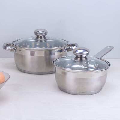 出口不锈钢3件套套锅管耳双耳汤锅厨房烹饪锅具4PCS soup pot set