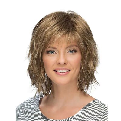 HAIRJOY Synthetic Hair Blonde Brown Wigs for Women  Curly wi