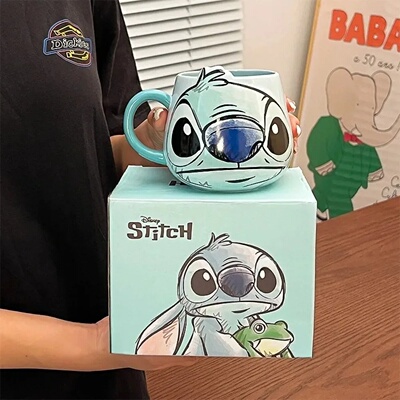 MINISO Stitch Mug Ceramic Coffee Cup 530ml Cartoon Creative