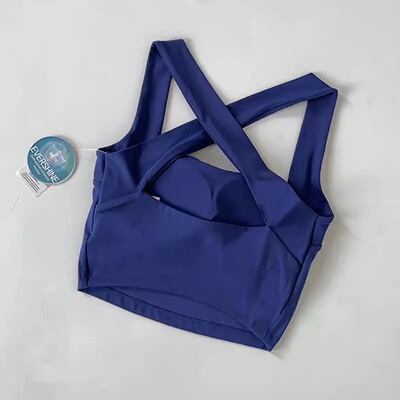 Wide Shoulder Straps Crossed Back Sports Bra for Pilates Yo